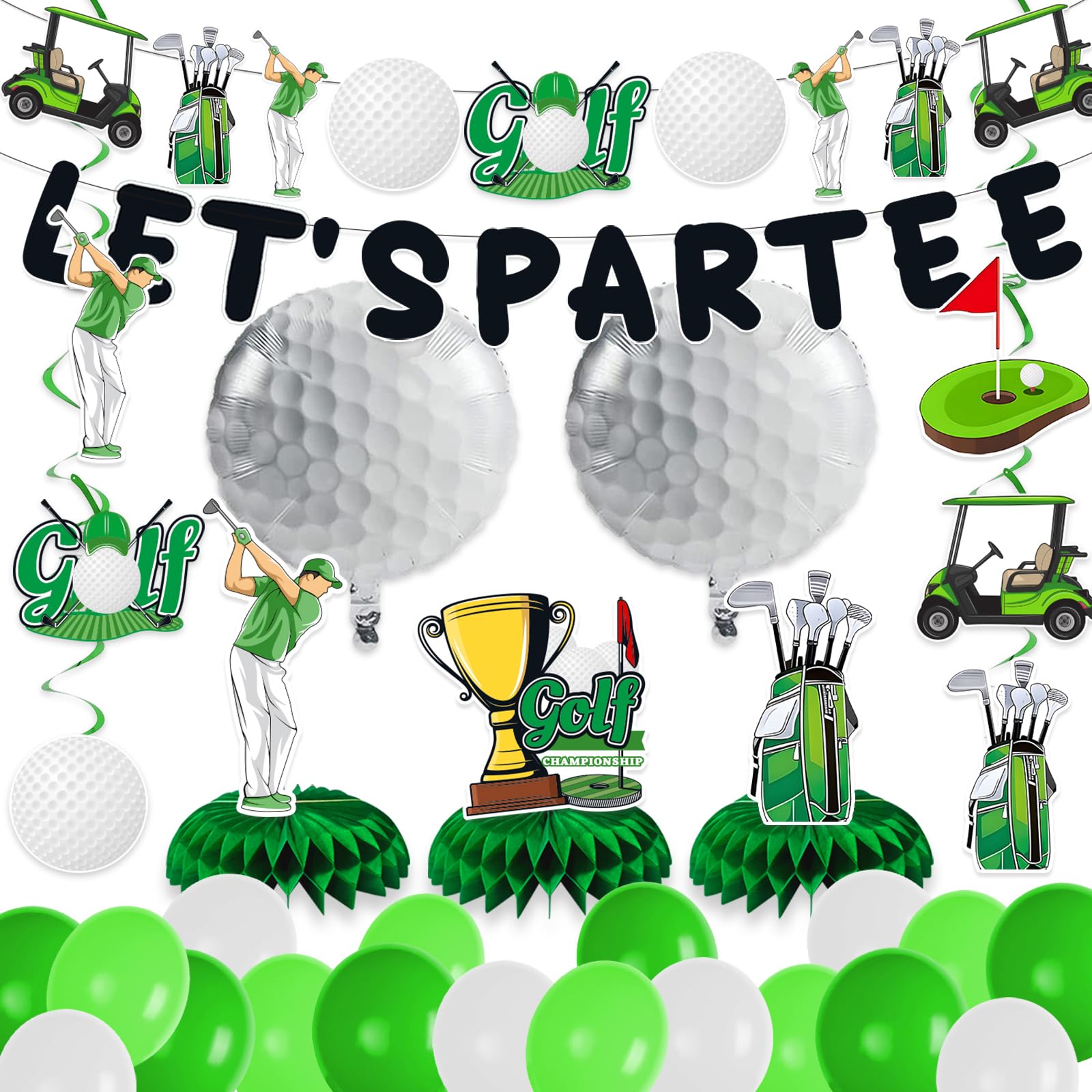 Let's Partee Golf Party Decorations Golf Balloons Banner 6 Golf Party ...