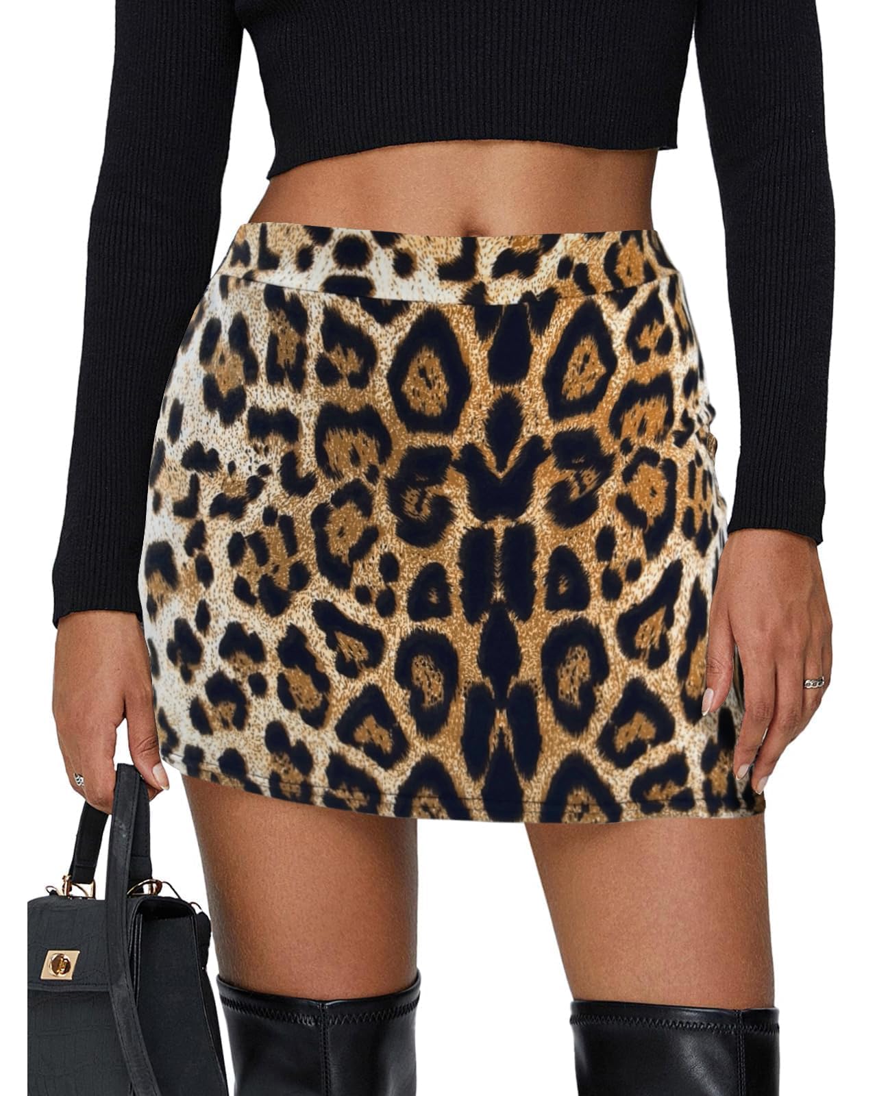 Women's Leopard Print Mini Skirt Short Skorts Elastic Waistband Sexy ...