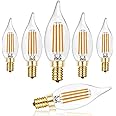 Hizashi 90+ CRI Dimmable LED Candelabra Bulb Flame Tip 40W Equivalent E12 Filament Candle Bulbs ...