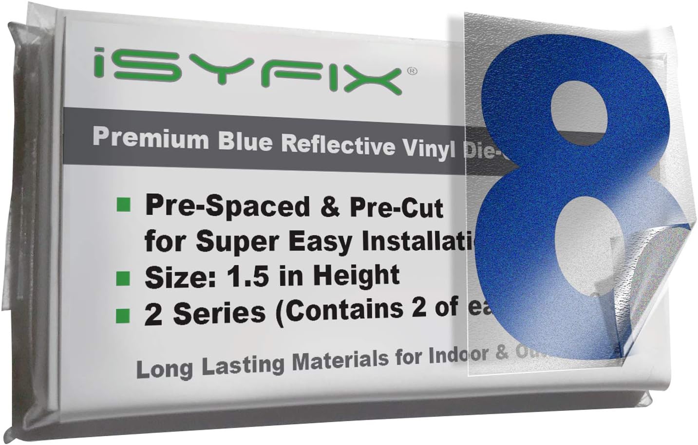 Amazon.com: Reflective Blue Vinyl Numbers Stickers - (2 Sets) 1.5 Inch ...