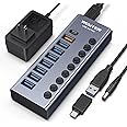 Amazon.com: Powered USB Hub, Wenter 9-in-1 USB Hub Splitter (7 Fast Data Transfer + 1 USB-A + 1 ...