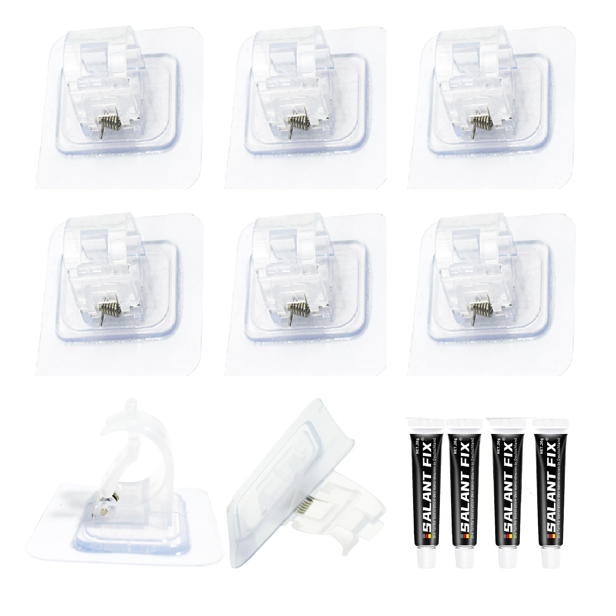 MyyYiTar 8 Packs Adhesive Hooks No Drilling Curtain Rod Holders Heavy ...