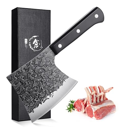 ROCOCO Meat Cleaver Knife, Hand Forged Butcher Knife, Full Tang Viking ...