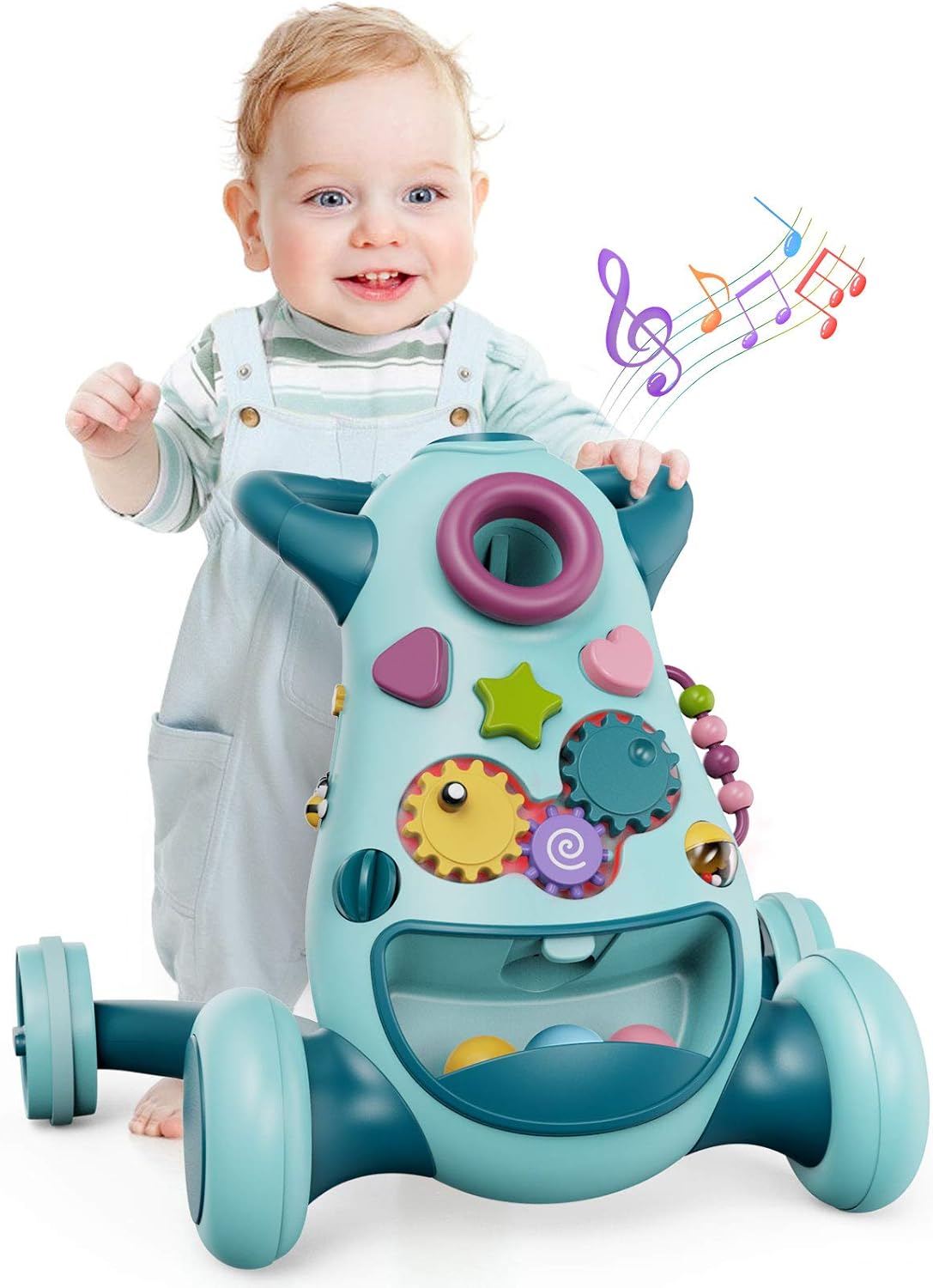 GeyiieTOYS Interactive Baby Walker 3 Stage Push Along Walker for Kids 6 ...