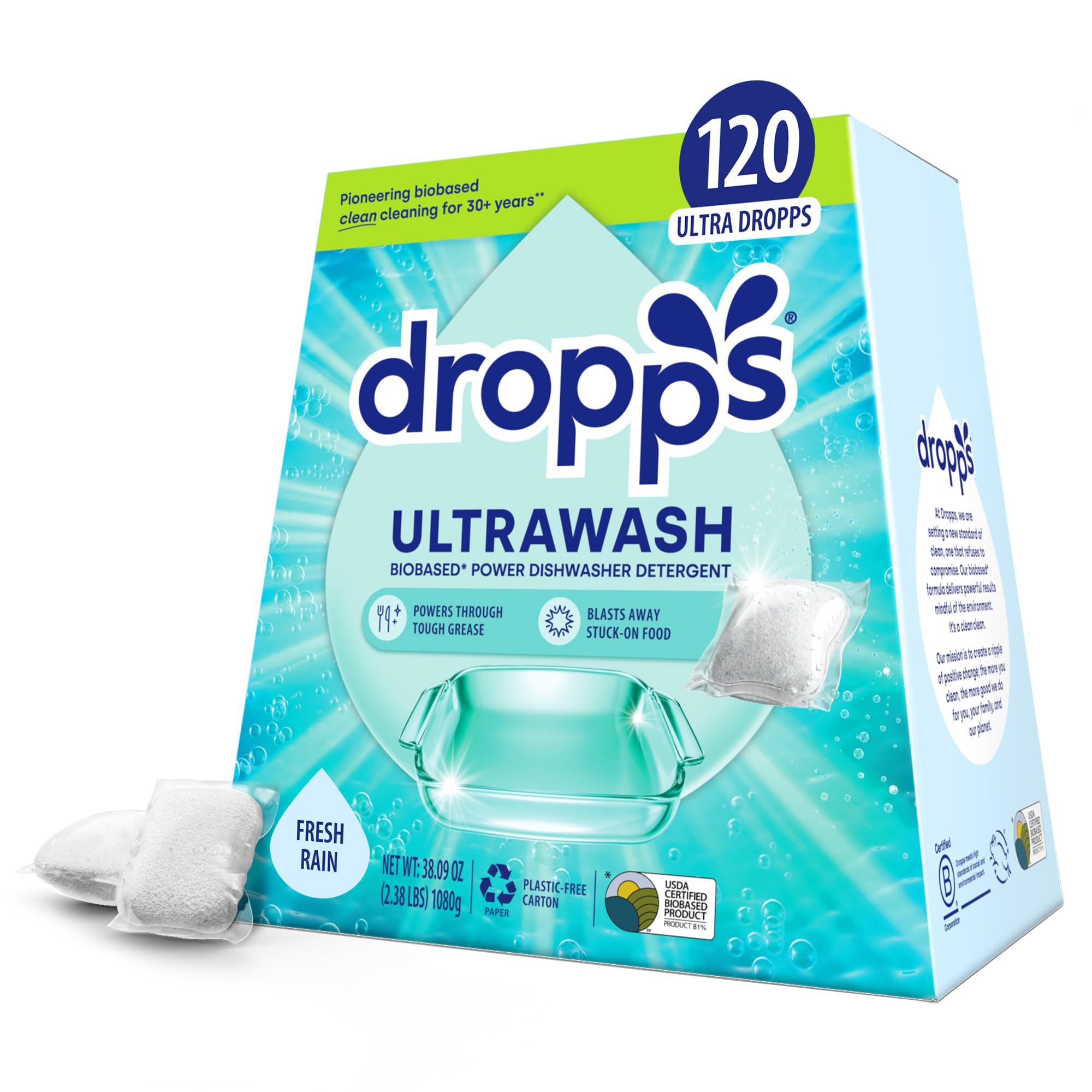Mua Dropps UltraWash Dishwasher Pods, Fresh Rain (120 Pods) - Biobased ...