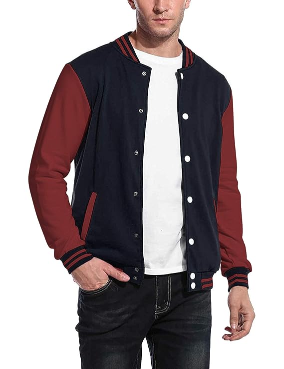 Buy COOFANDY Mens Slim Fit Varsity Baseball Jacket Bomber Cotton Premium Jackets at Amazon.in