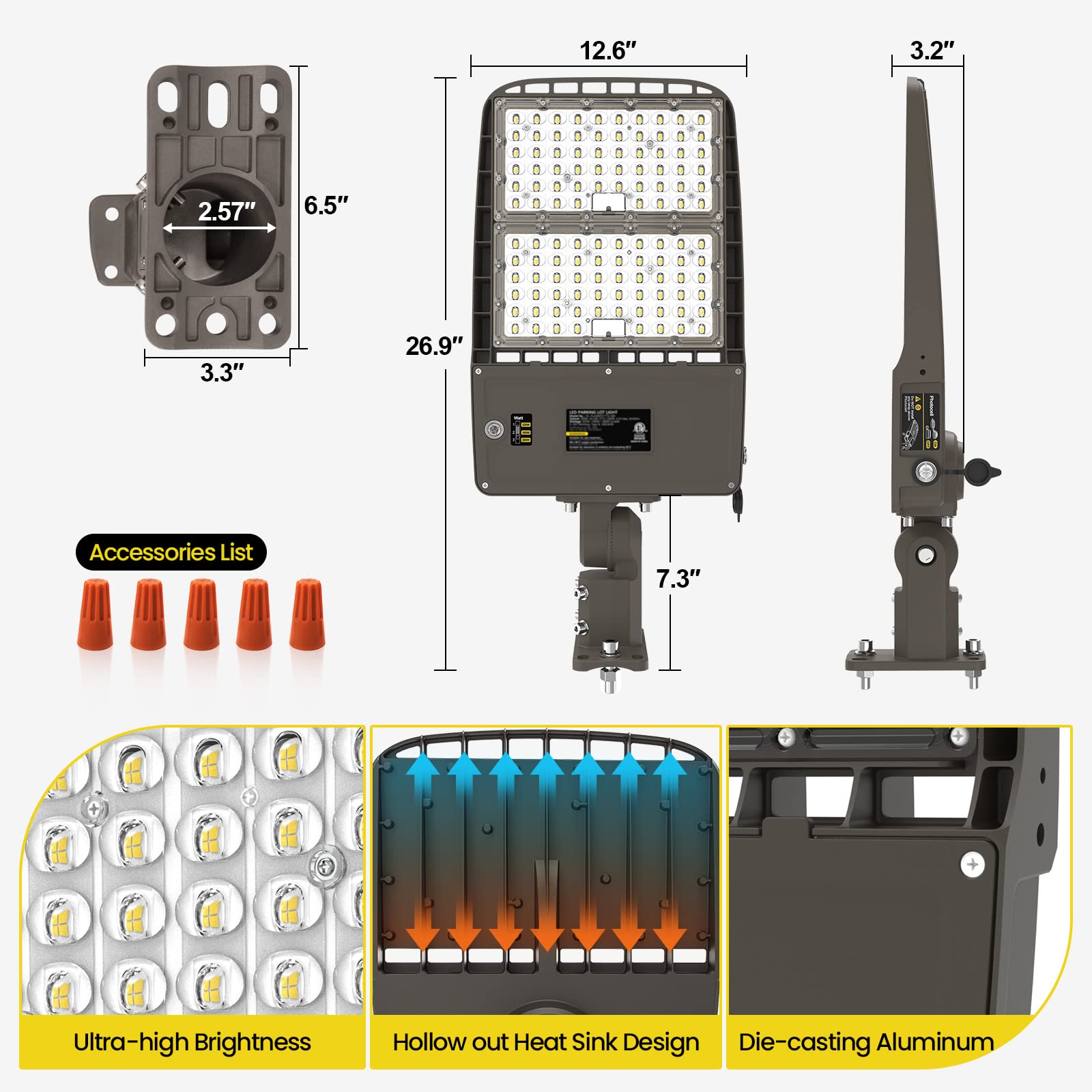 Mua YARBO 320W LED Parking Lot Light 300W 280W Tunable, 5000K, 51200LM ...