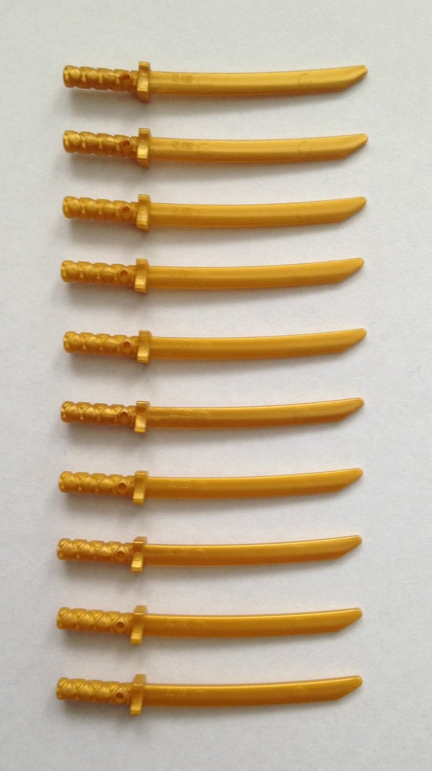 LEGO Ninjago: 10 Gold Samurai Ninja Swords (Weapons for Minifigures ...