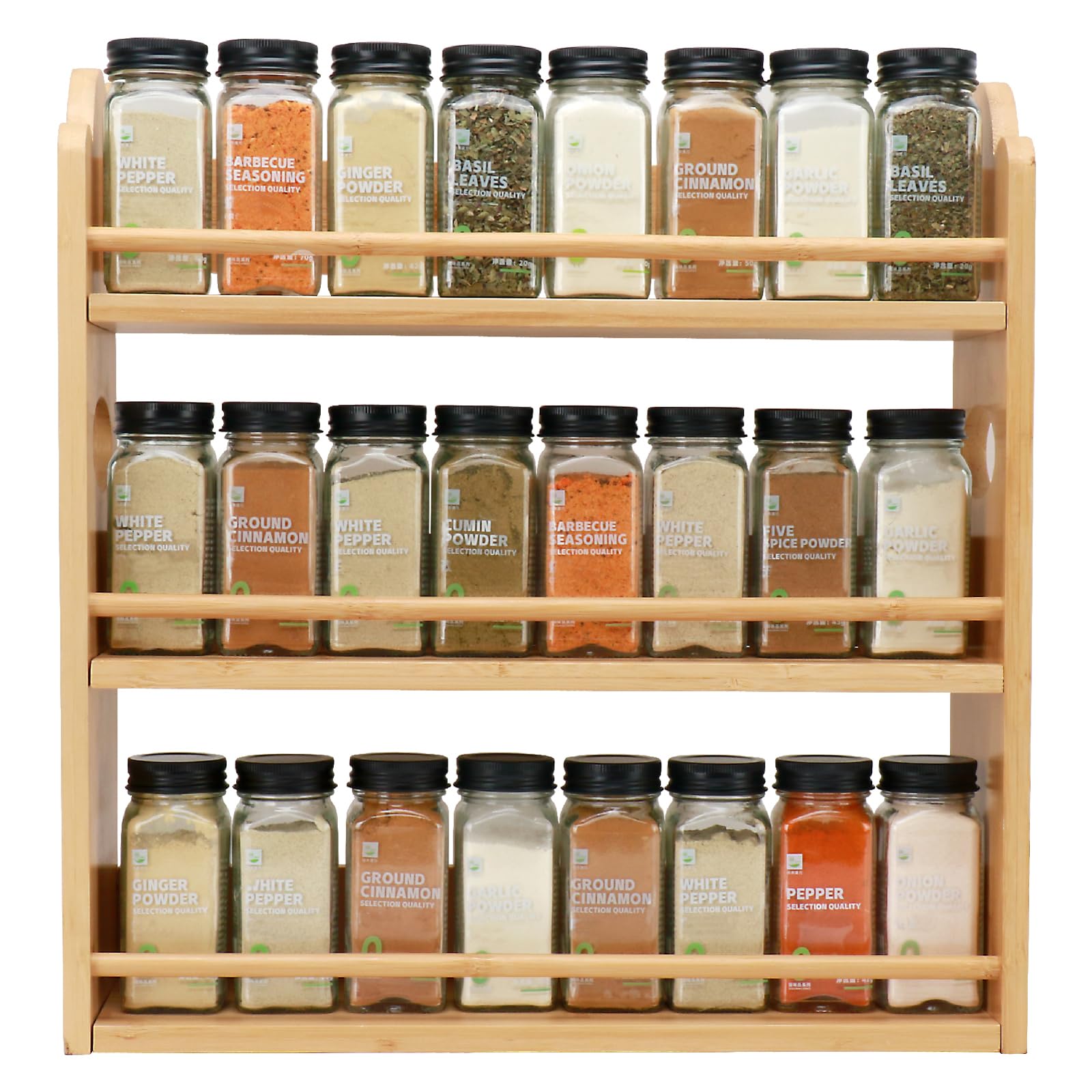 Thalomely 3 Tier Bamboo Spice Rack, Spice Rack Organizer, Seasoning ...