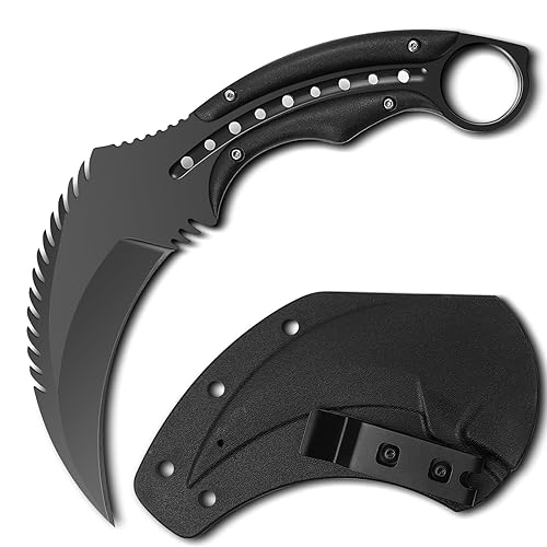 AULAKNIV 8.1" Serrated Edge Raptor Claw Knife, Full Tang Tactical Fixed ...