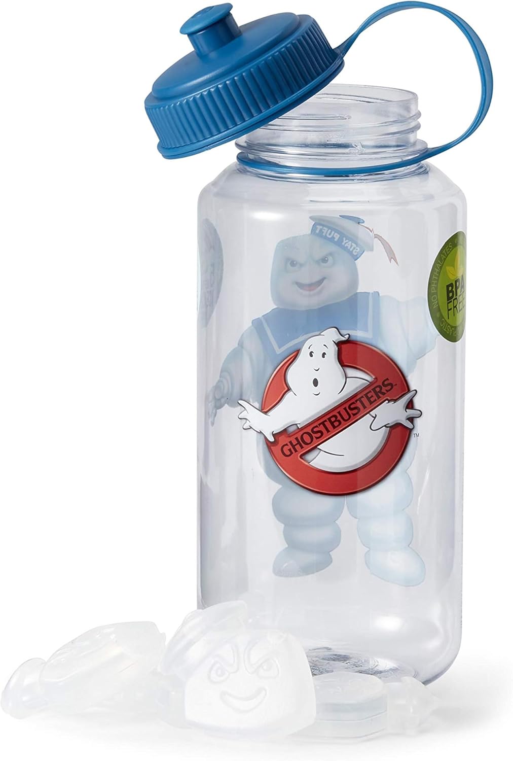 Ghostbusters Stay Puft 32oz Plastic Water Bottle w/ Ice Cube Molds ...