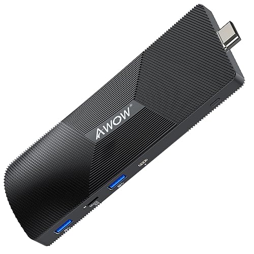 AWOW Fanless 8GB Mini PC Stick Intel Celeron J4105, 128GB Storage ...