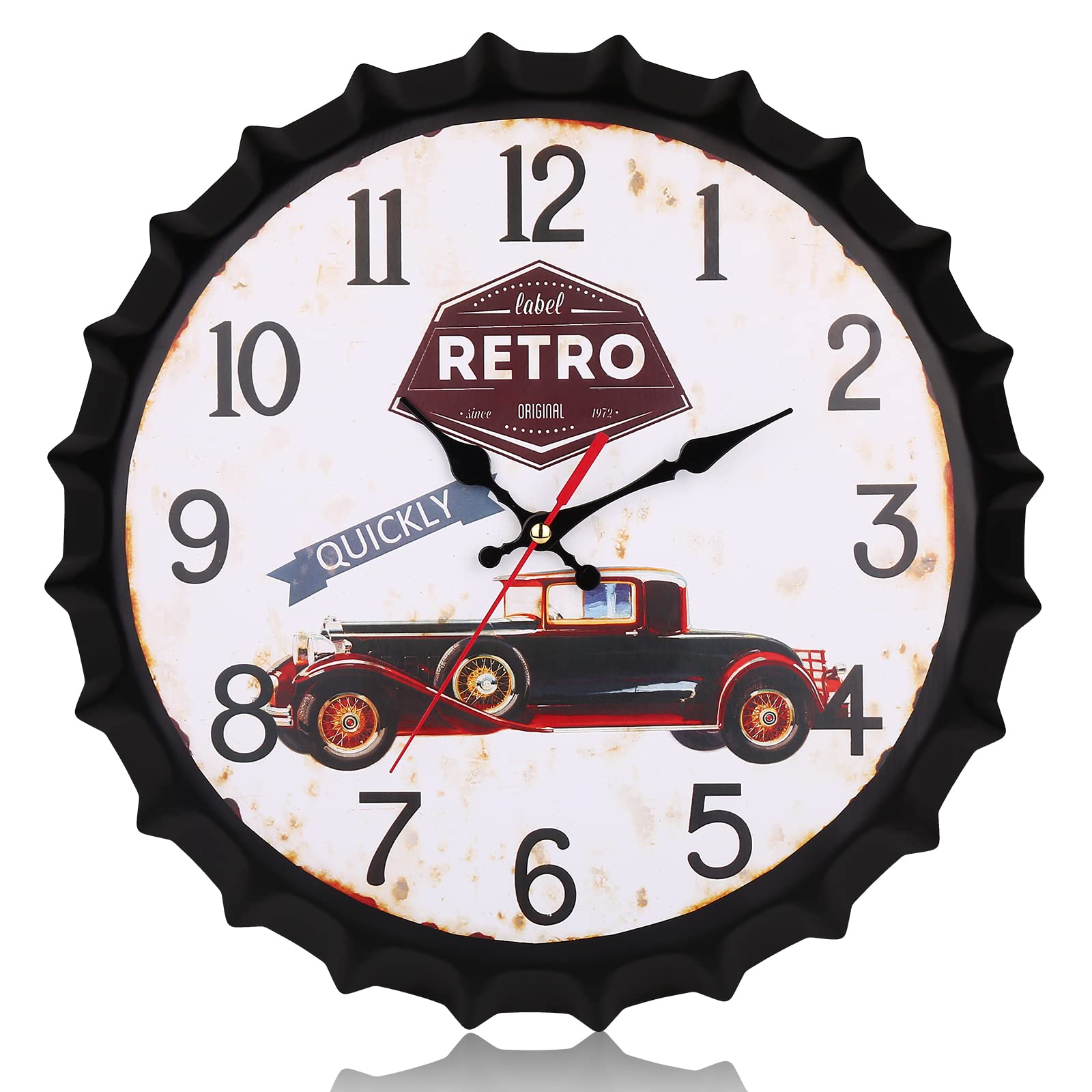 Mua CIGERA 14 Inch Metal Wall Clock with Bottle Cap and Vintage Car ...