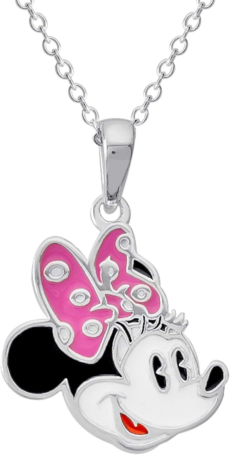 Disney Minnie Mouse Classic Sterling Silver Enamel Pendant Necklace ...
