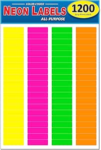 Amazon.com : Pack of 1200, 1/2" x 1-3/4" Rectangle Color Coding Address ...