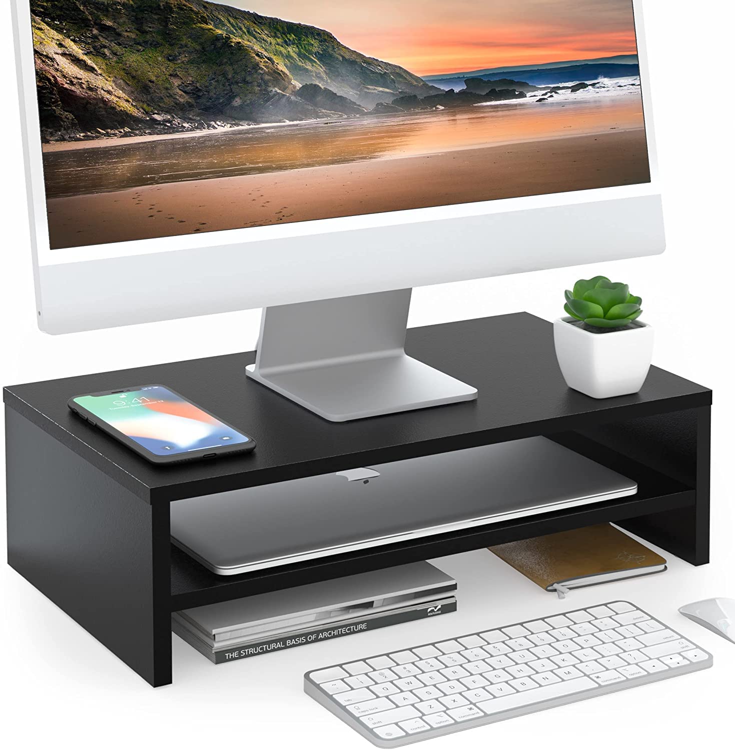FITUEYES Monitor Stand - 2 Tier Computer Monitor Riser with 16.7 Inch ...