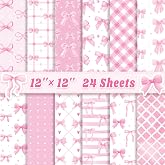 Amazon.com: JarThenaAMCS 24 Sheets Pink Bow Pattern Paper Bowknot Heart ...