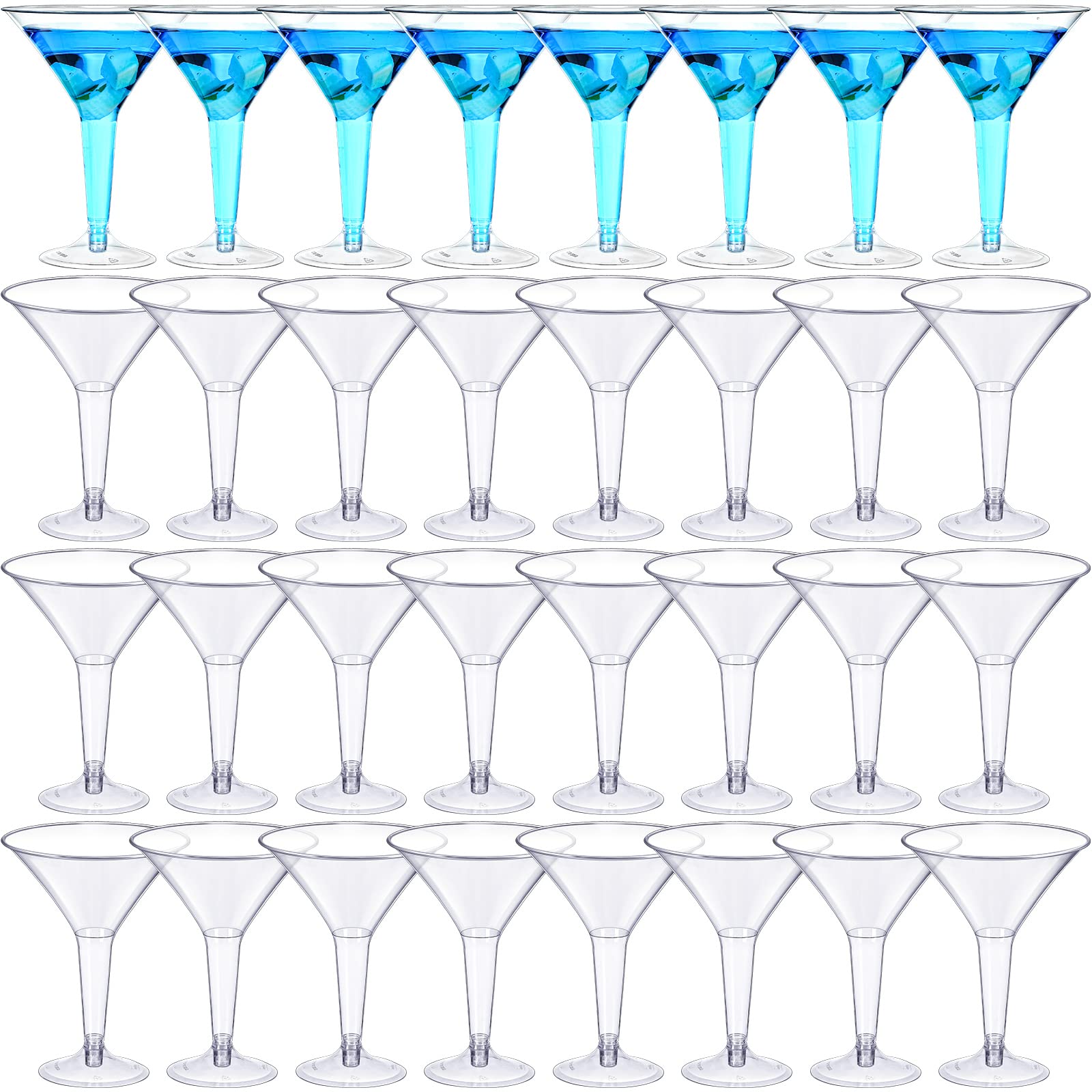 Clear Plastic Martini Glasses 8 oz Disposable Martini Cocktail Glasses ...