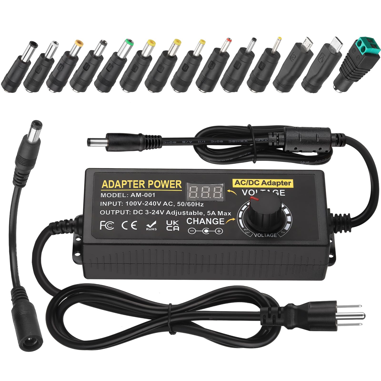 Mua Auplf AC Adapter Universal Power Supply Adjustable 3V ~ 24V 5A 120W AC/DC Adapter 3V 5V 6V ...