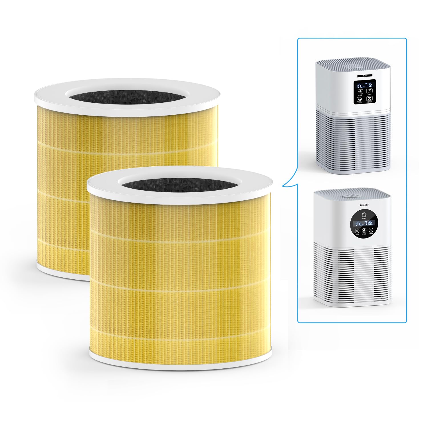 VEWIOR 2-Pack Air Purifier A1 Replacement Filter H13 True HEPA Air ...