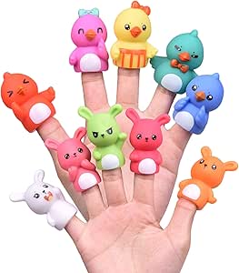 Amazon.com: FUN LITTLE TOYS 10 PCs Animal Finger Puppets, Bath Finger ...