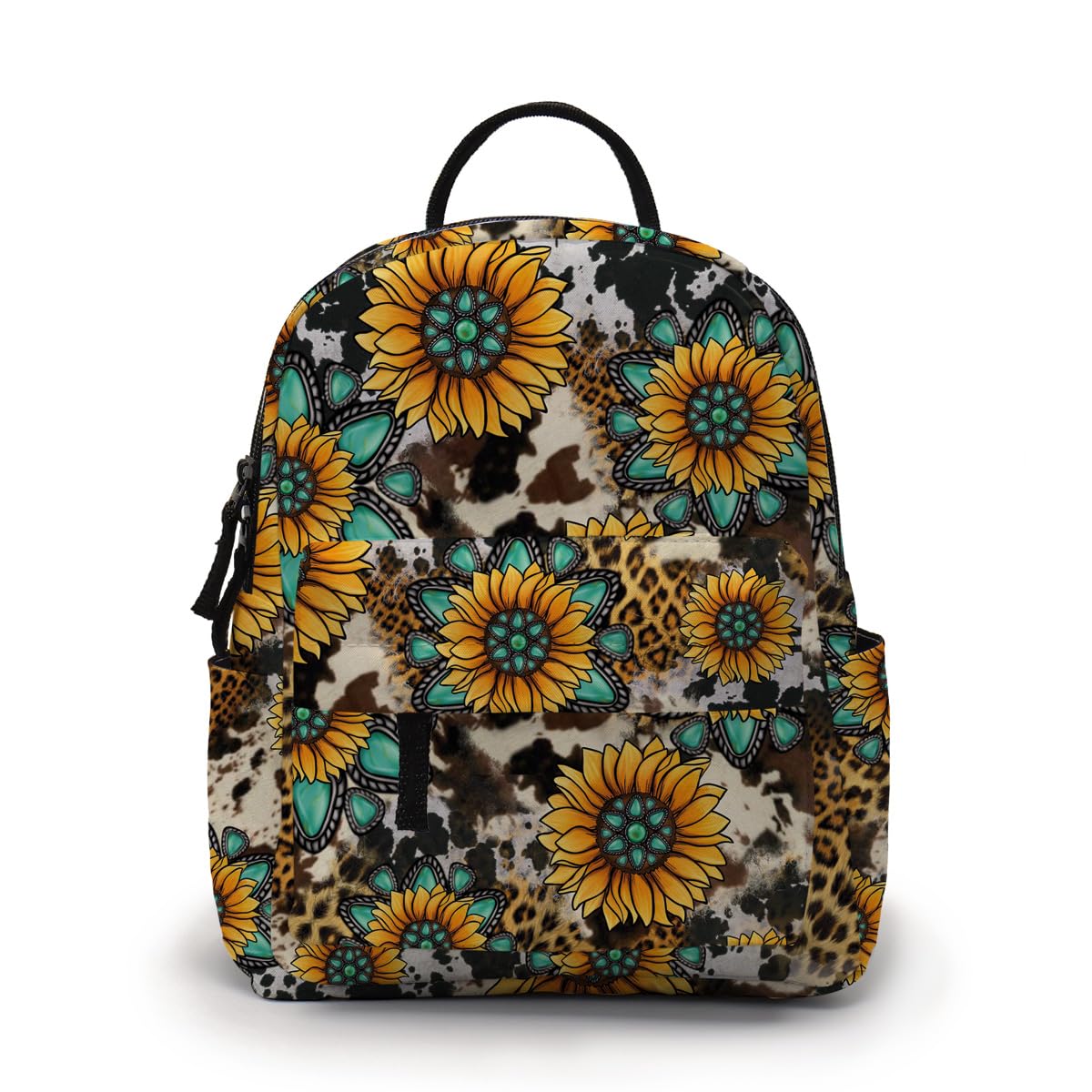 Deanfun Mini Backpack, Fashion Cow Print Leopard Sunflower 3D Printings ...