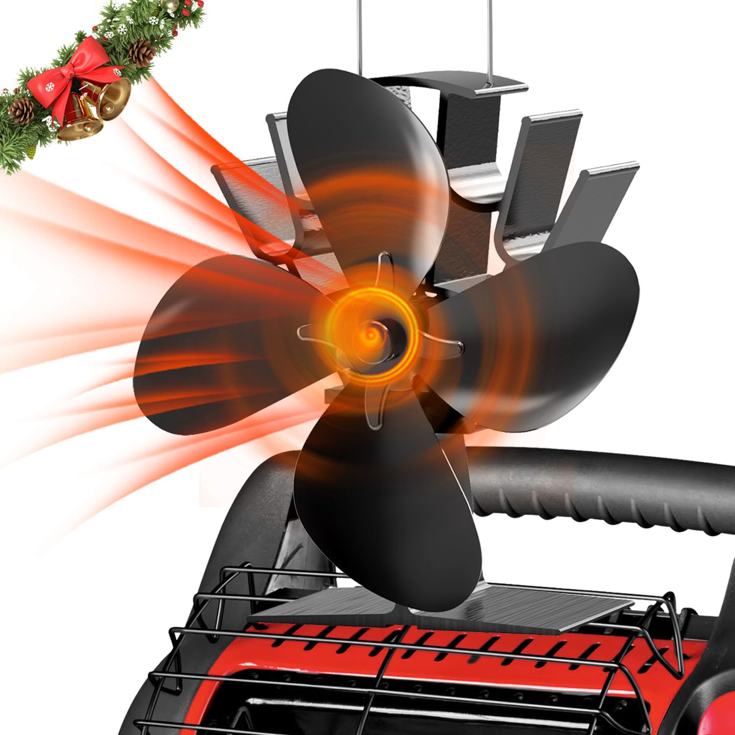 ZHENGXOO 4-Blade Wood Stove Fan Heat Powered,Fireplace Fan for Buddy ...