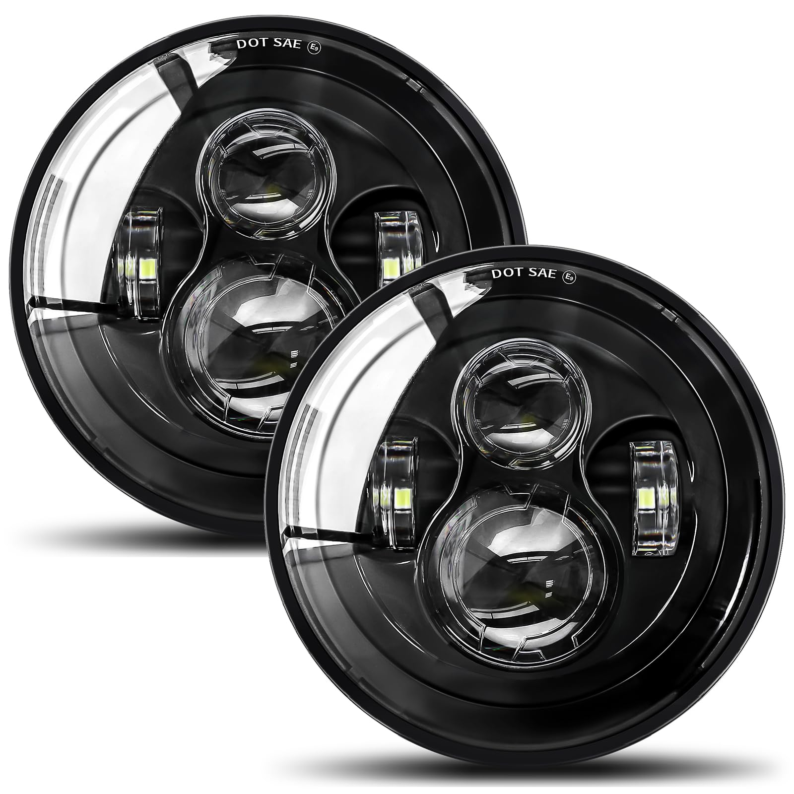 UNI-SHINE 2pcs Projector 7 Inch LED Headlights Hi/Lo Beam 7’’ Round ...