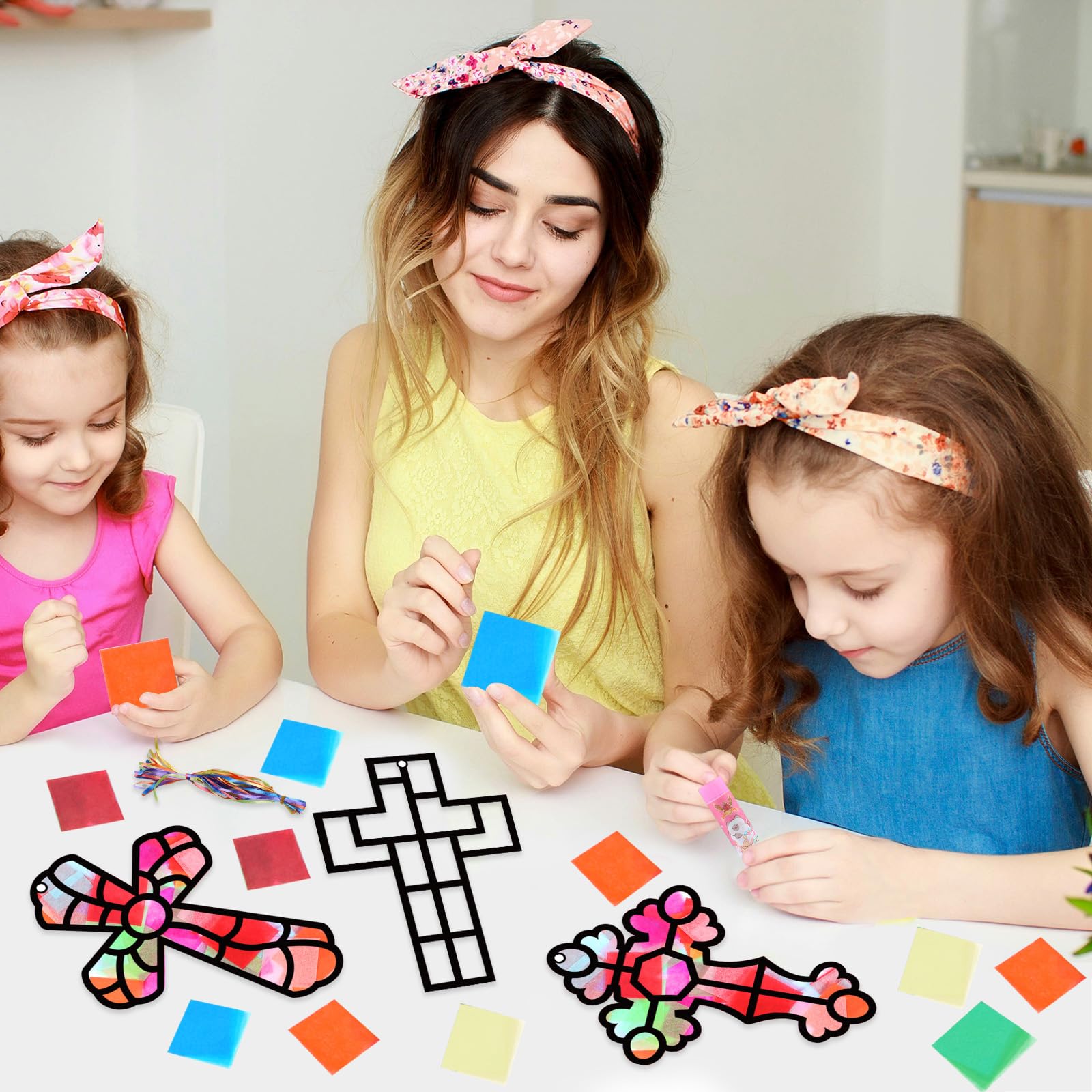 Mua 36PCS Cross Suncatchers Kits Paper Craft Set Cross DIY Window ...