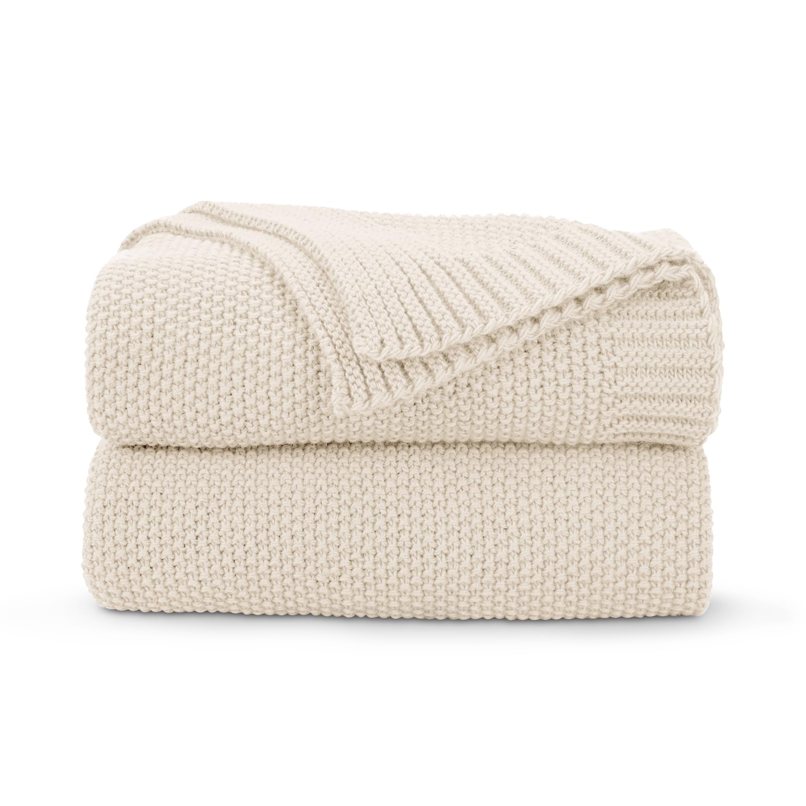 CozeCube Beige Throw Blanket for Couch, Soft Cozy Cable Knit Throw for ...