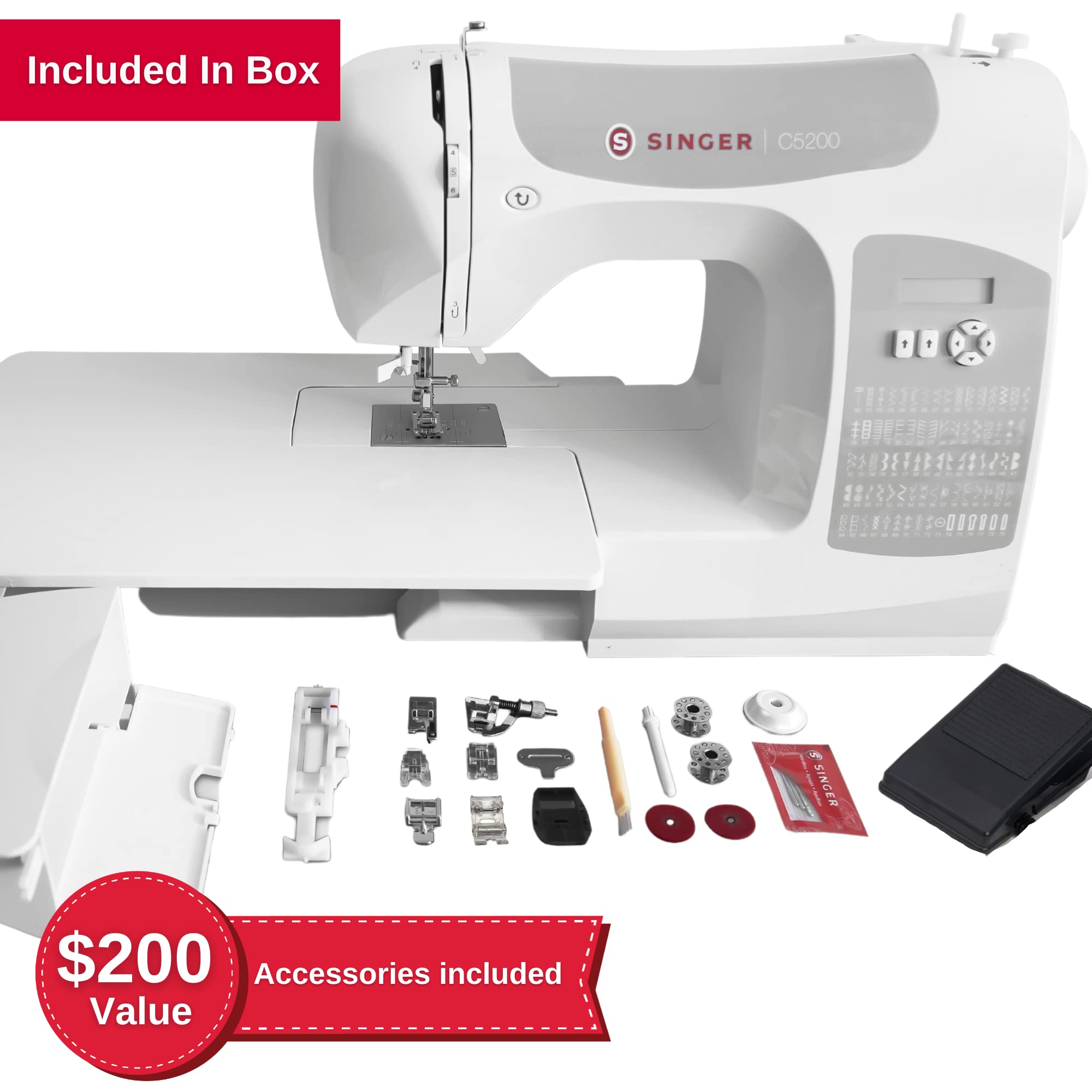 Mua Singer C5200 Grey Sewing Machine, White trên Amazon Mỹ chính hãng ...