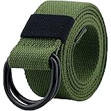 Canvas Web Belt Double D-Ring Buckle 1.5" Wide with Metal Tip Solid ...