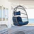 Amazon.com: Hanging Egg Chair Without Stand - Foldable Wicker Rattan Swing Egg Chair with ...