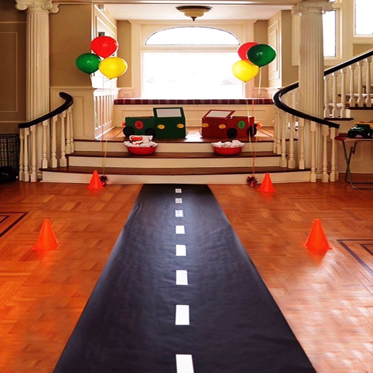 NOVELTY PLACE Racetrack Floor Runner – 10 Ft x 2 Ft Black Race Track ...