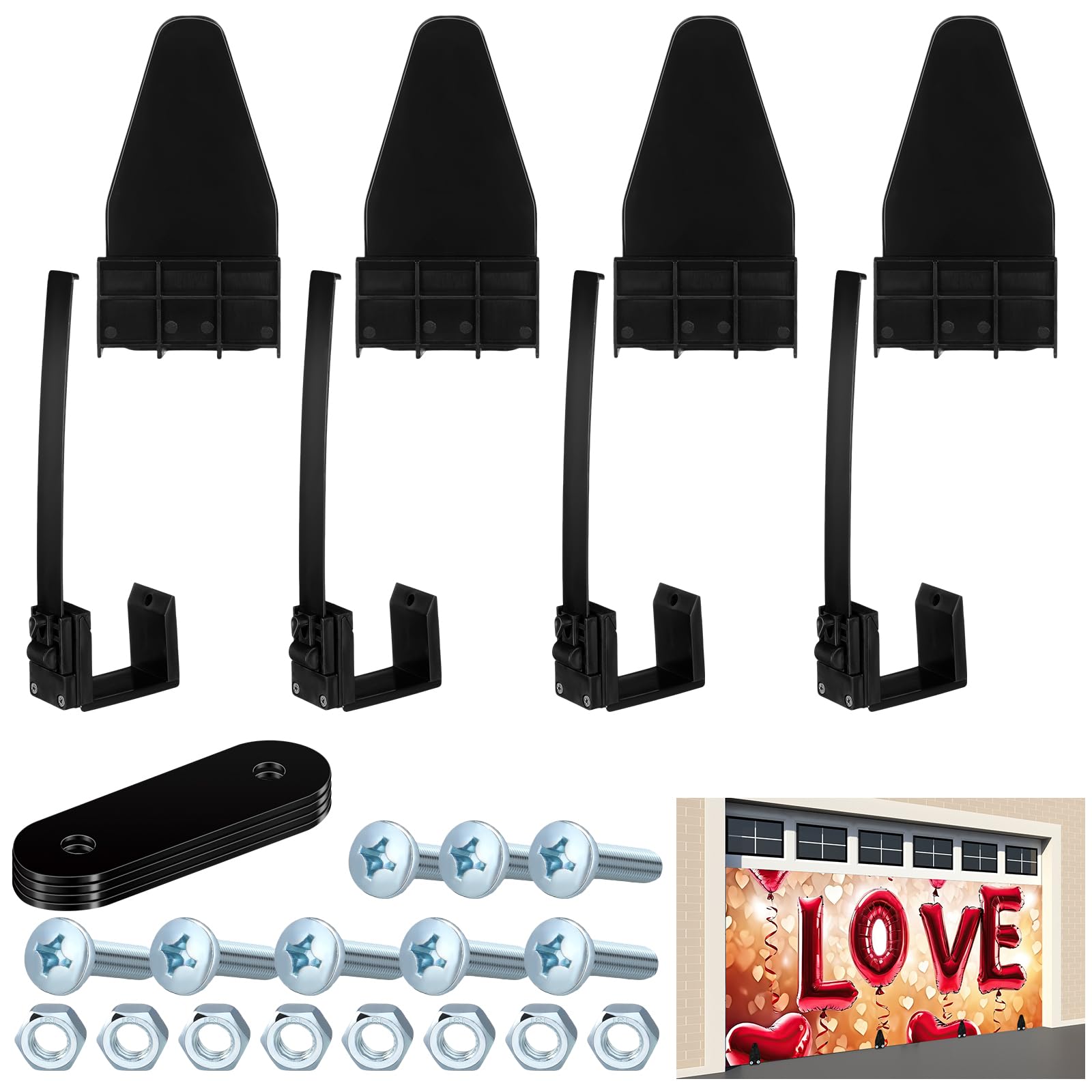 Reallnaive 4 Pcs Valentines Garage Door Banner Clamps Garage Door ...
