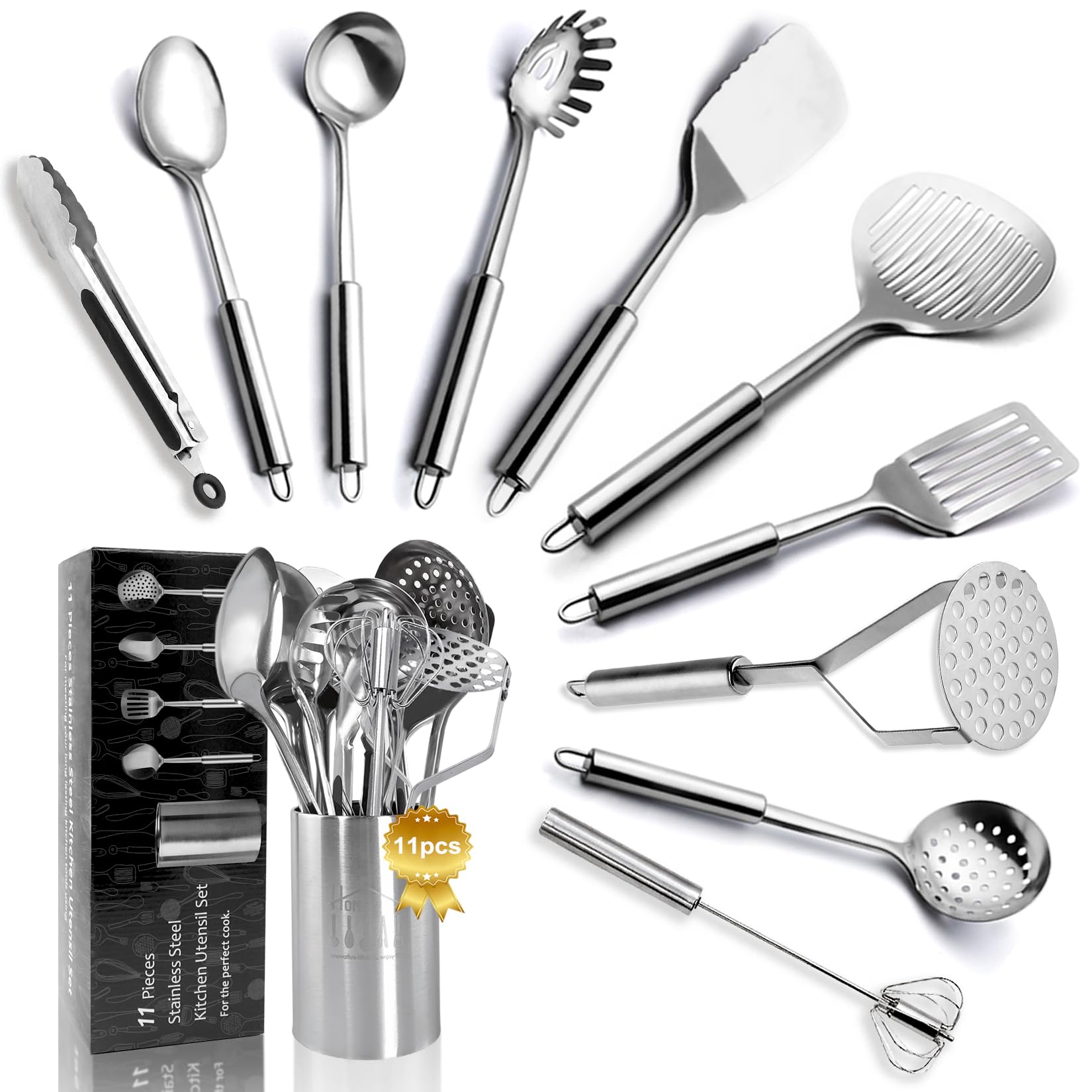 Stainless Steel Kitchen Utensils Set - 11pcs Cooking Utensils Set ...