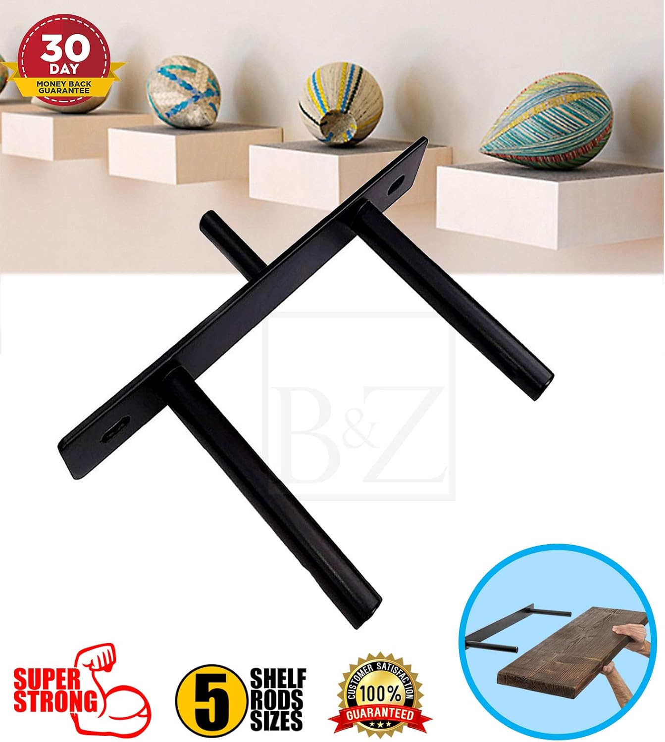 B&Z Extremely Heavy Duty Concealed/Floating Plate Shelf Brackets (254 ...