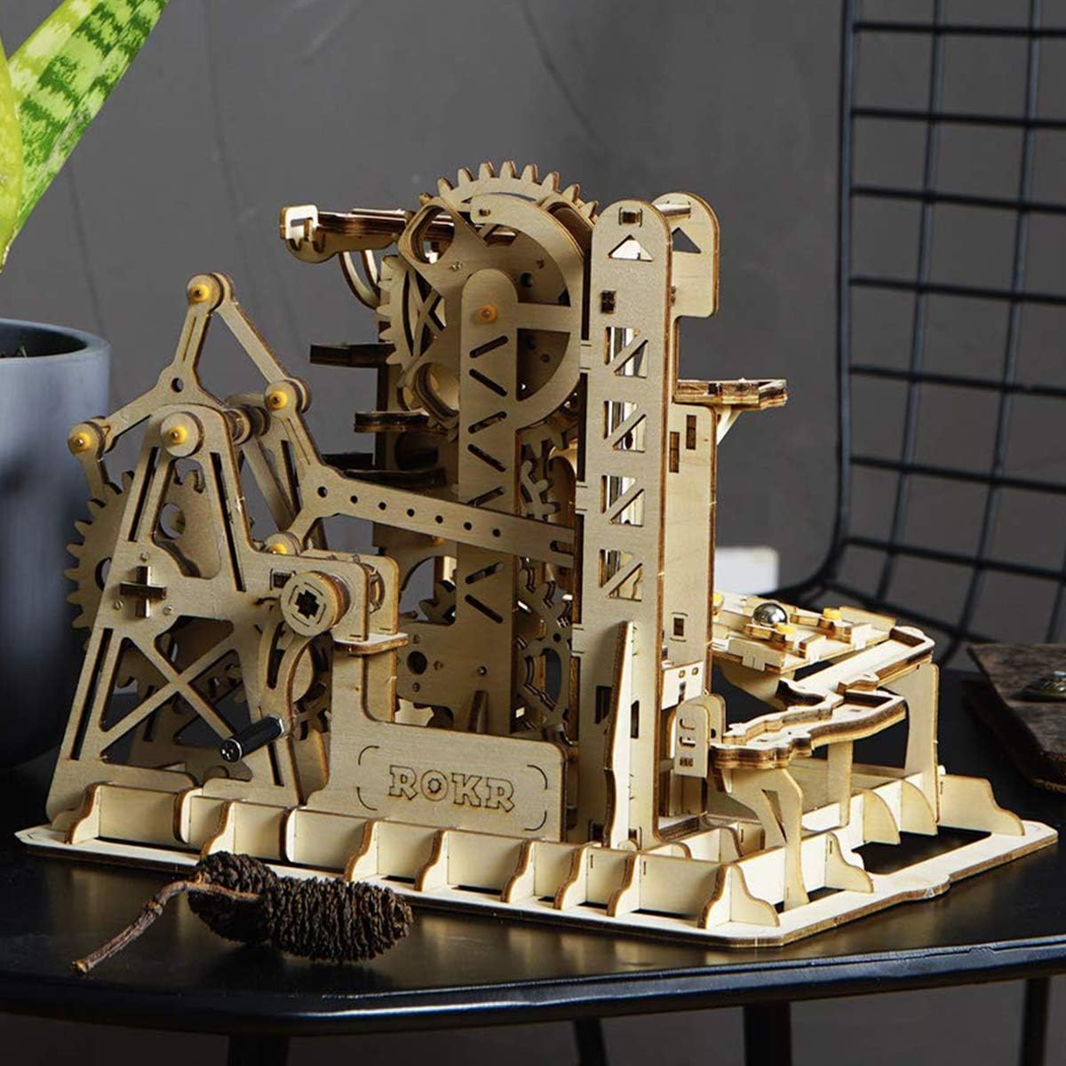 ROKR Hand Cranked Wooden Model Kits – Mechanical Gears DIY Model ...