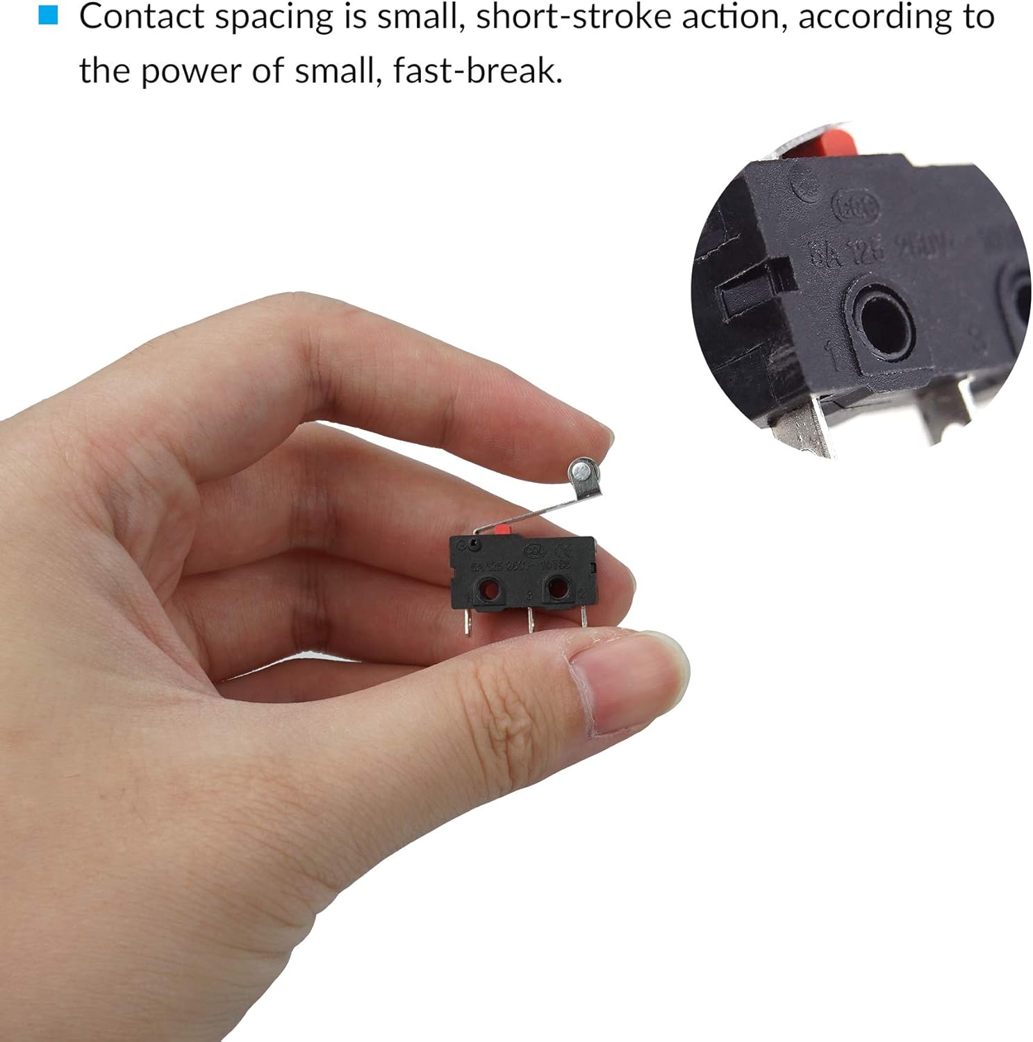 16pcs Mini Micro Switch, 3 Pins Micro Limit Switch 5A 250V Mini Roller ...