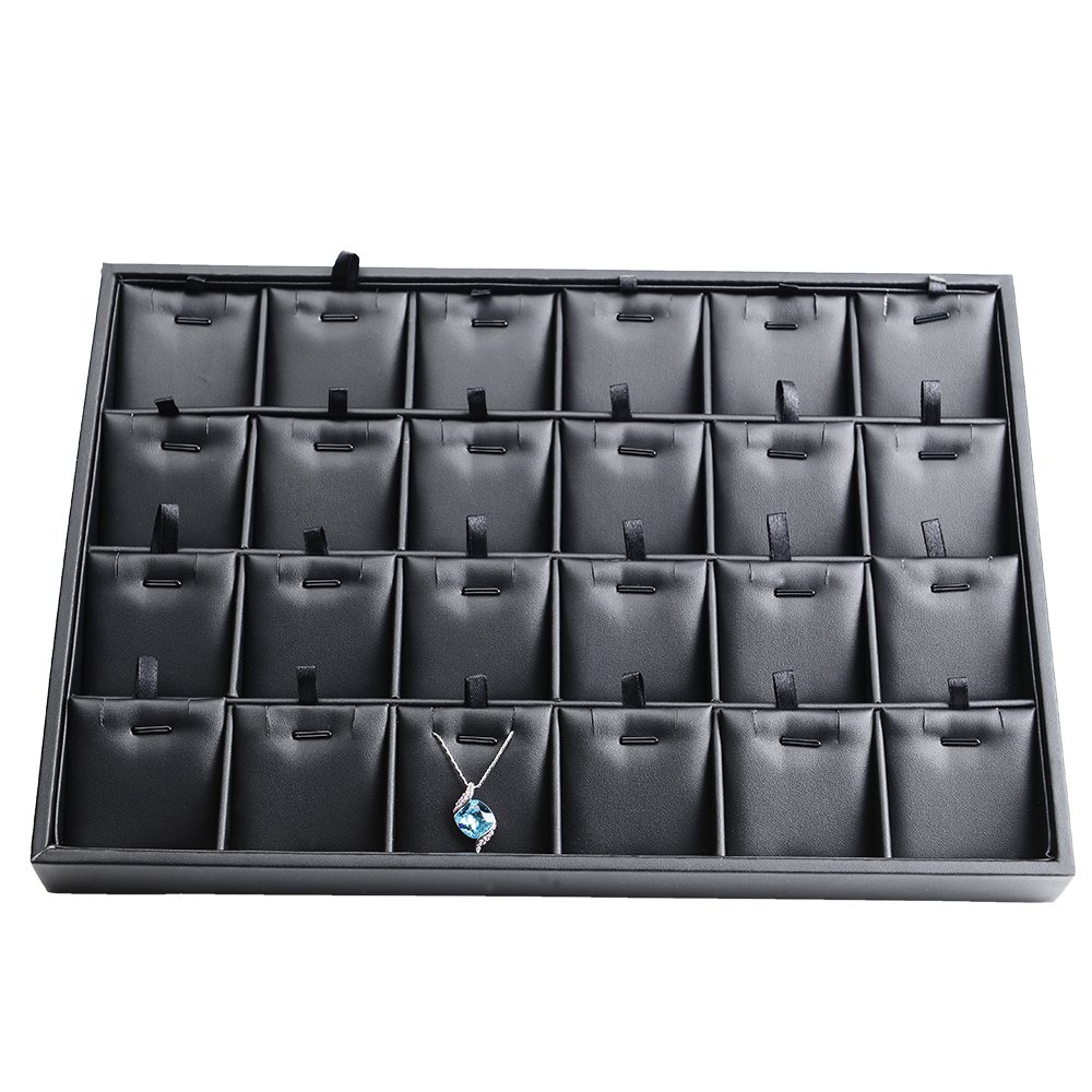 Oirlv Black Leather 24 Grid Jewelry Insert Tray Necklace Pendant ...