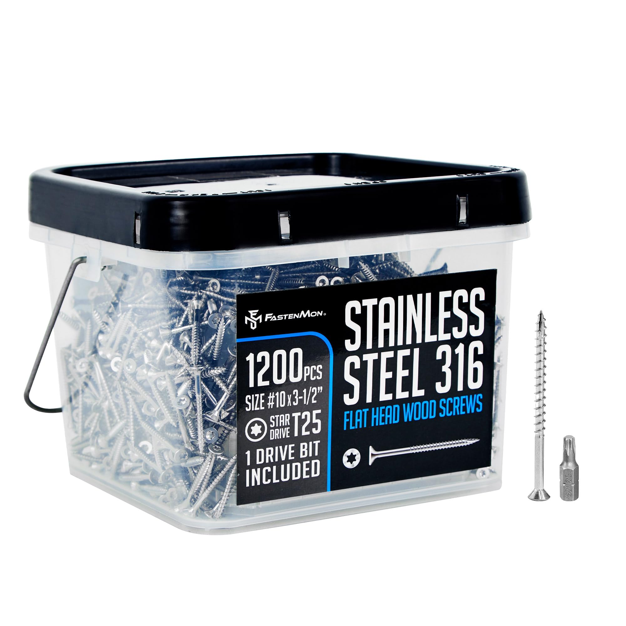 FM FastenMon #10x3-1/2 Marine Grade 316 Stainless Steel Wood Screws ...