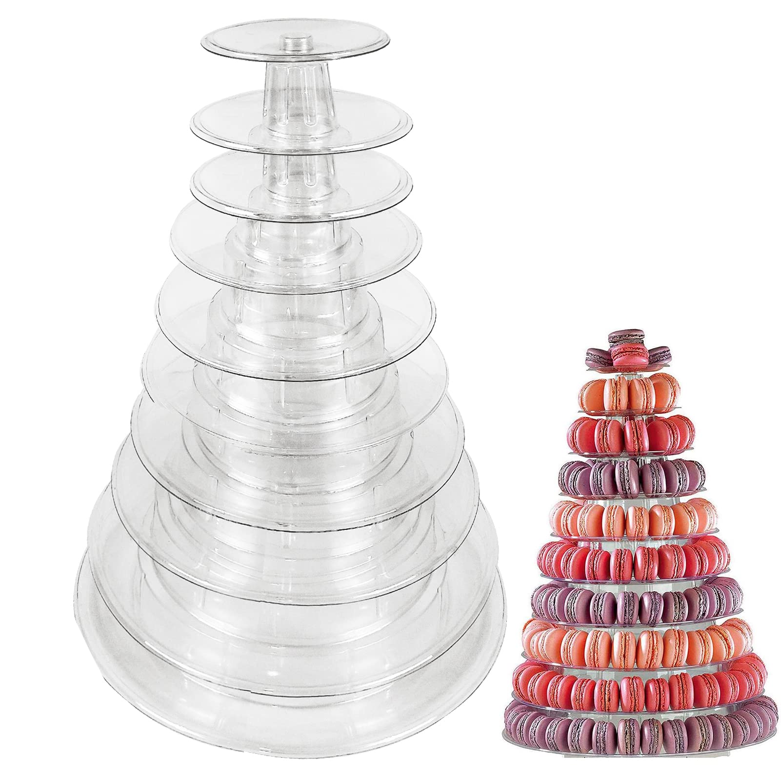 Mua 10 Tiers Round Macaron Tower Stand, Macaroon Cake Tower Display ...