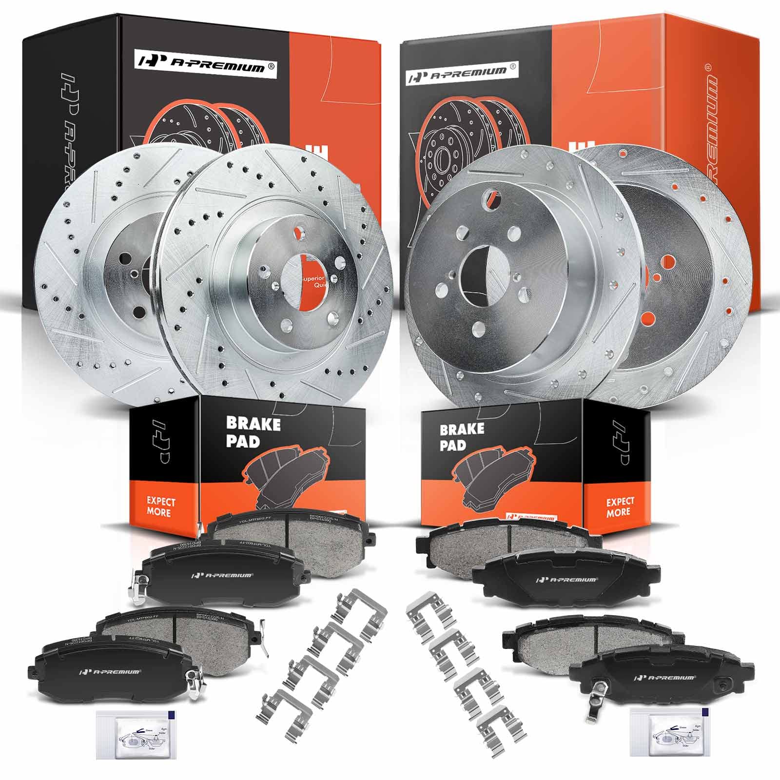 A-Premium Front and Rear Drilled and Slotted Disc Brake Rotors ...
