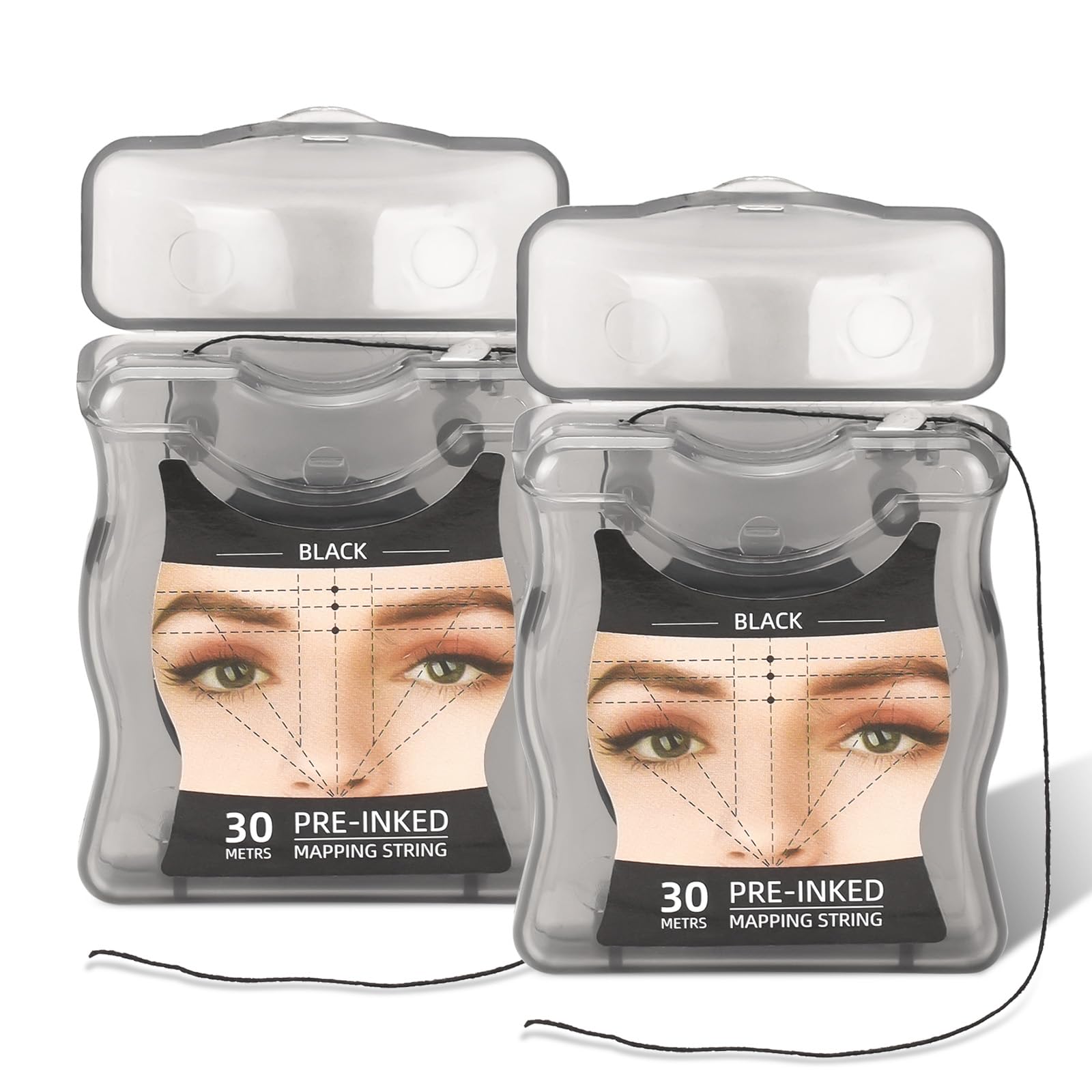 ATOMUS Eyebrow Mapping String 2pcs Pre-inked 30m(98ft) Microblading String for Brow Marking ...