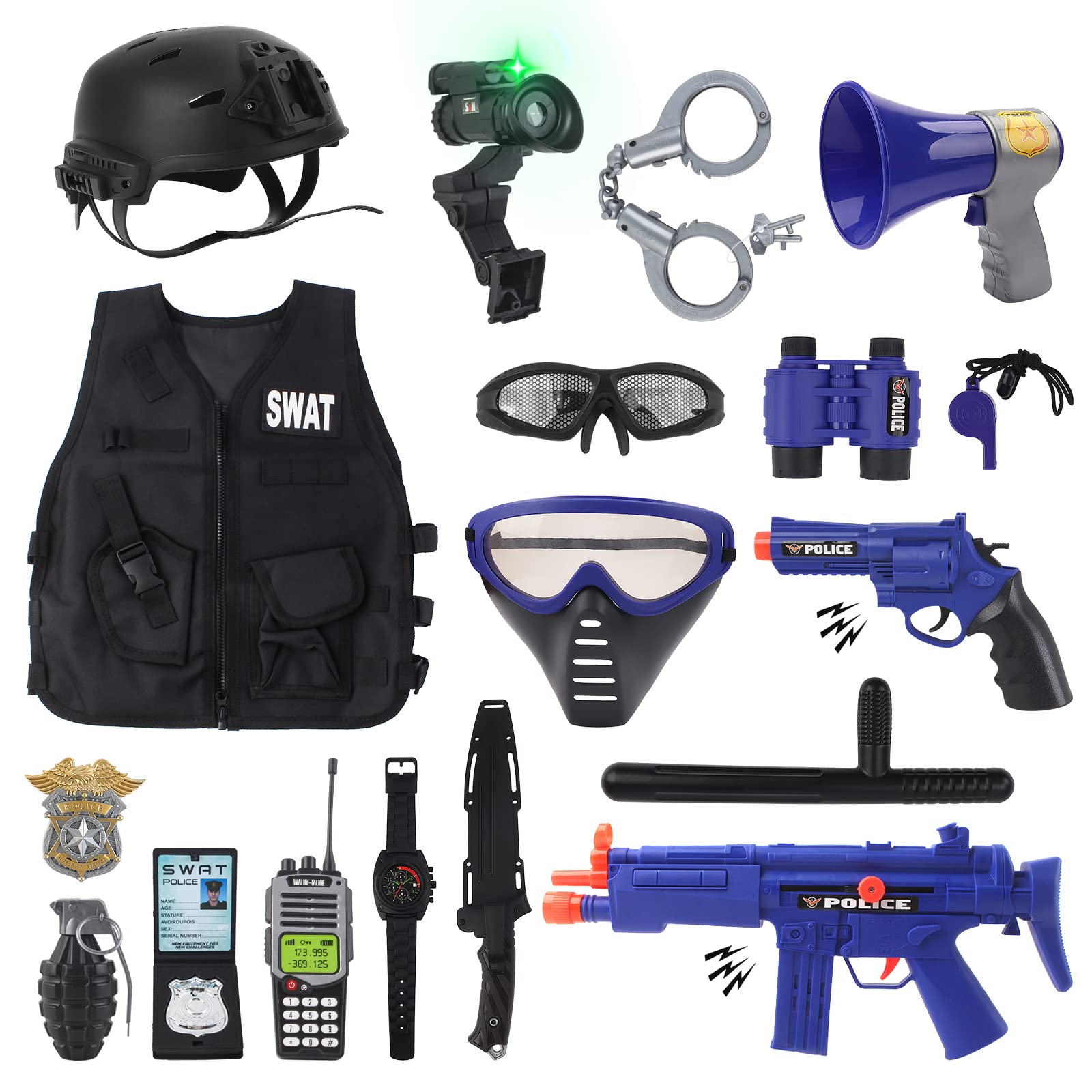 deAO Police Officer Costume for Kids Role Play Set with a Storage ...