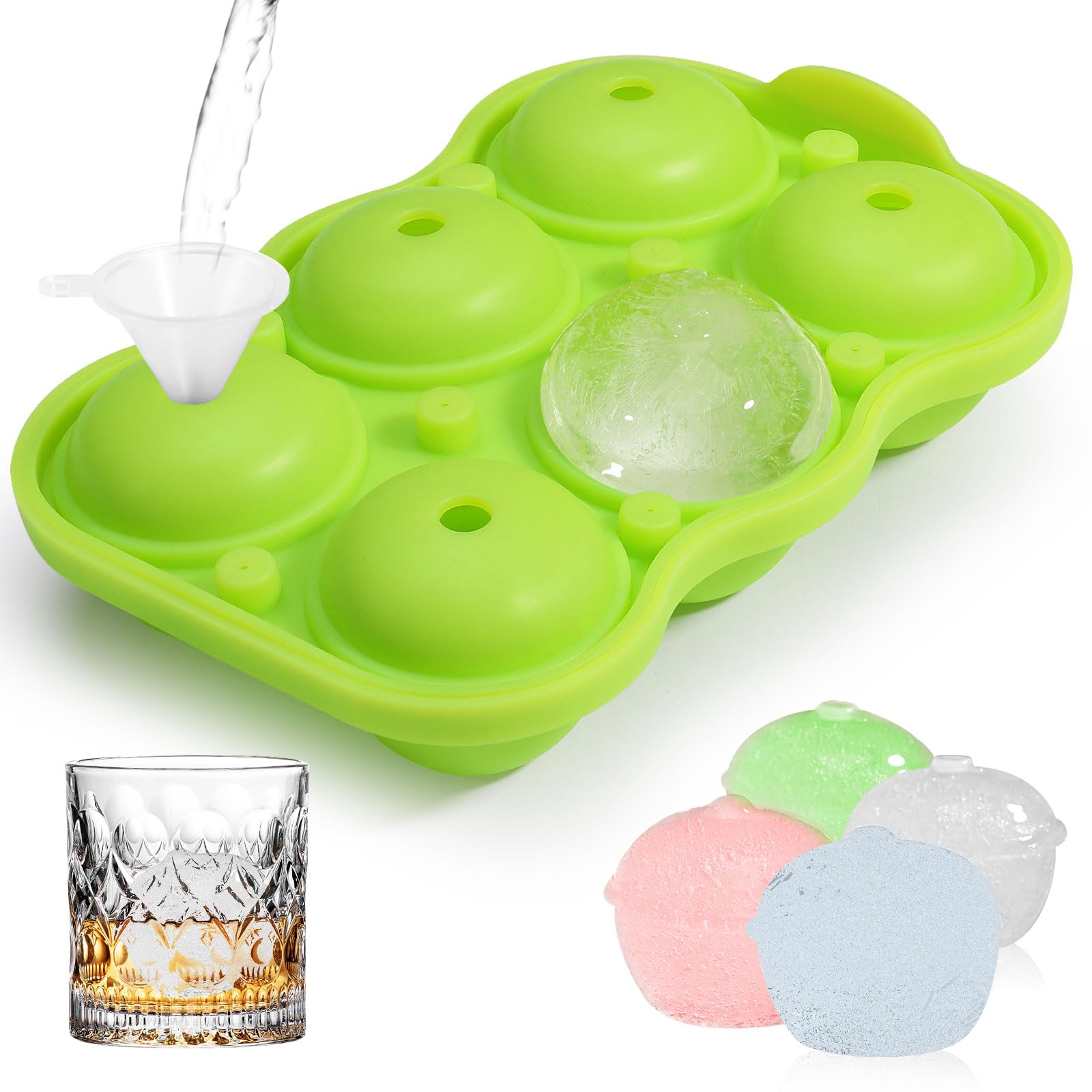 Ice Cube Trays, Silicone Round Ice Ball Maker Mold, Big Whiskey Ice ...