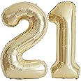 Amazon.com: 21 Balloon Number, 40 Inch Champagne Gold Foil Balloons ...