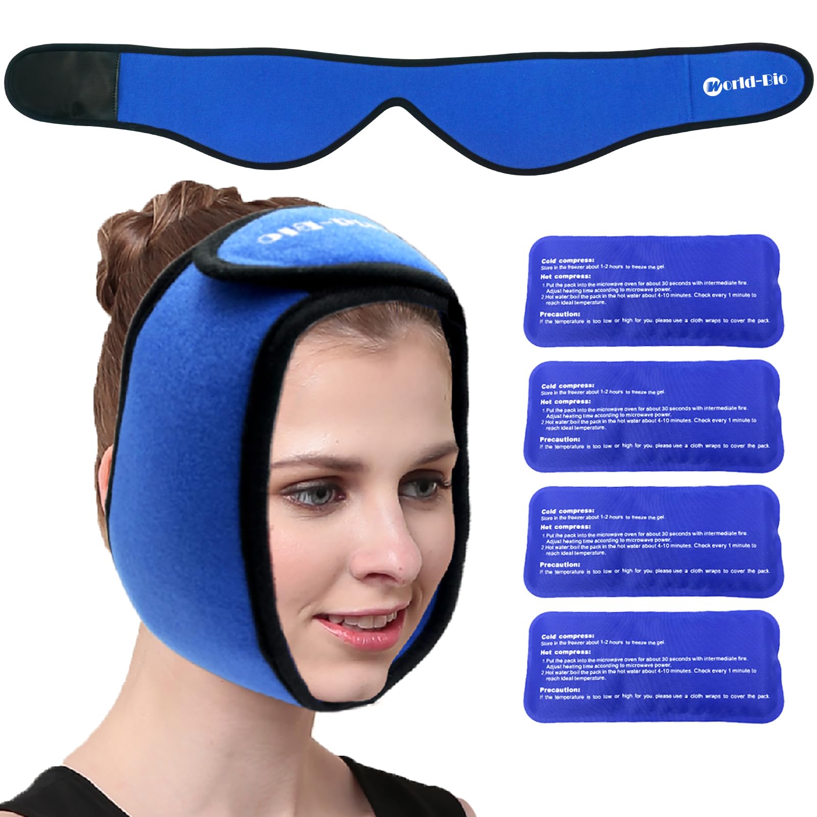 Mua Face Ice Pack Wrap for TMJ, Wisdom Teeth, WORLD-BIO Jaw Wrap with 4 ...