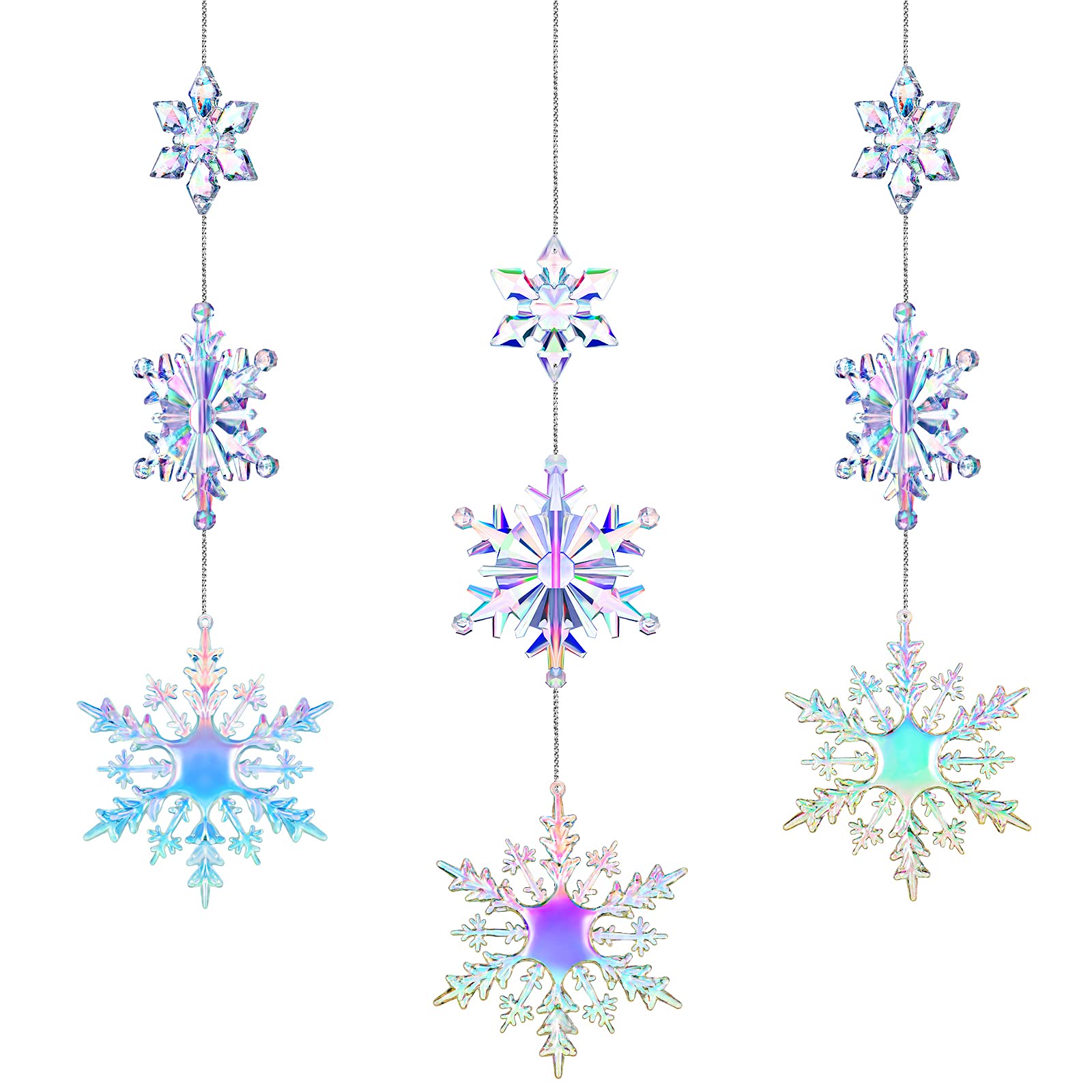 36 Pieces Plastic Crystal Snowflake Ornament Acrylic Xmas Snowflake for ...
