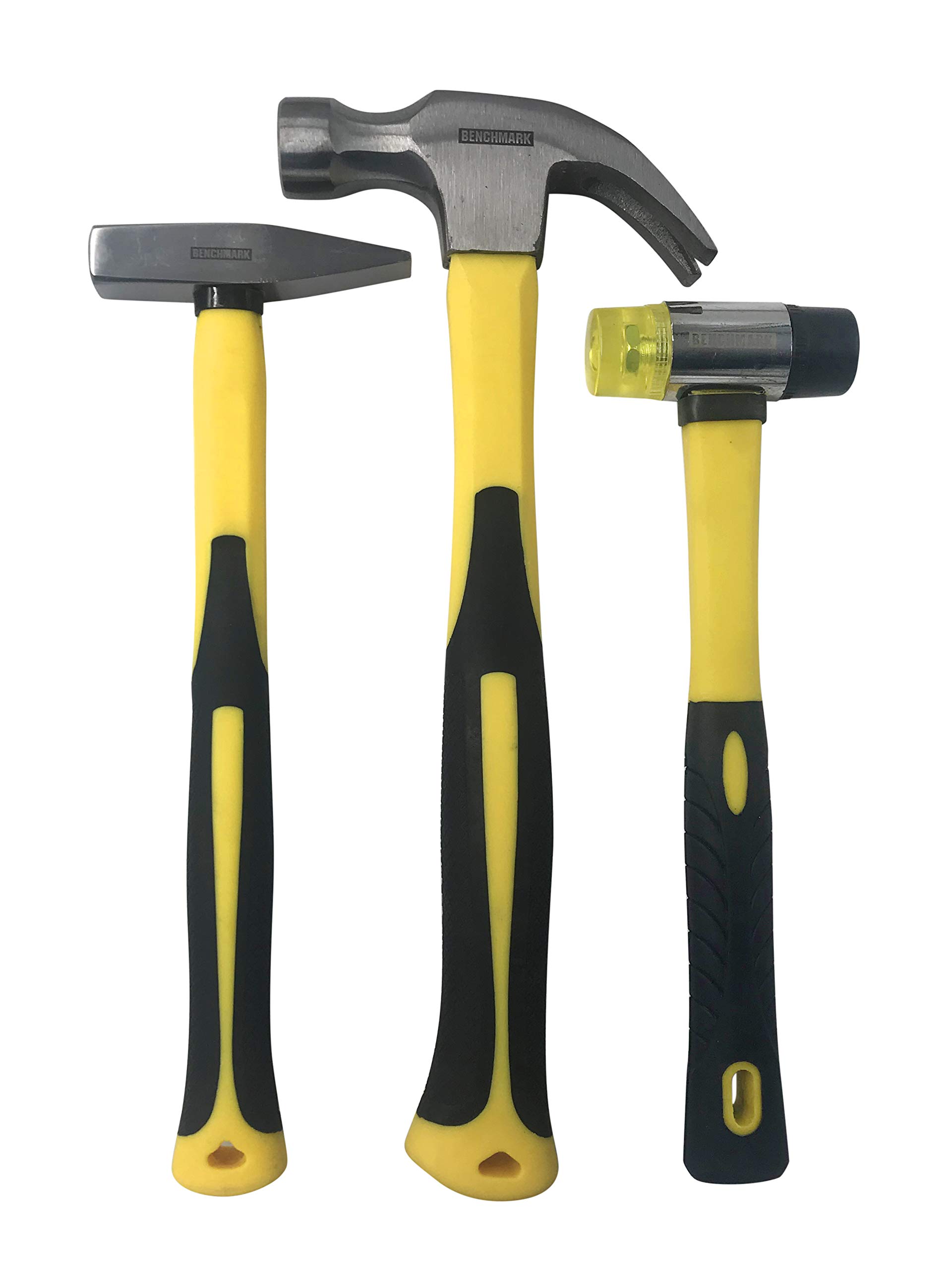 Benchmark - 3 Piece Hammer Set; 16 OZ. Claw Hammer, Tack Hammer; Rubber ...